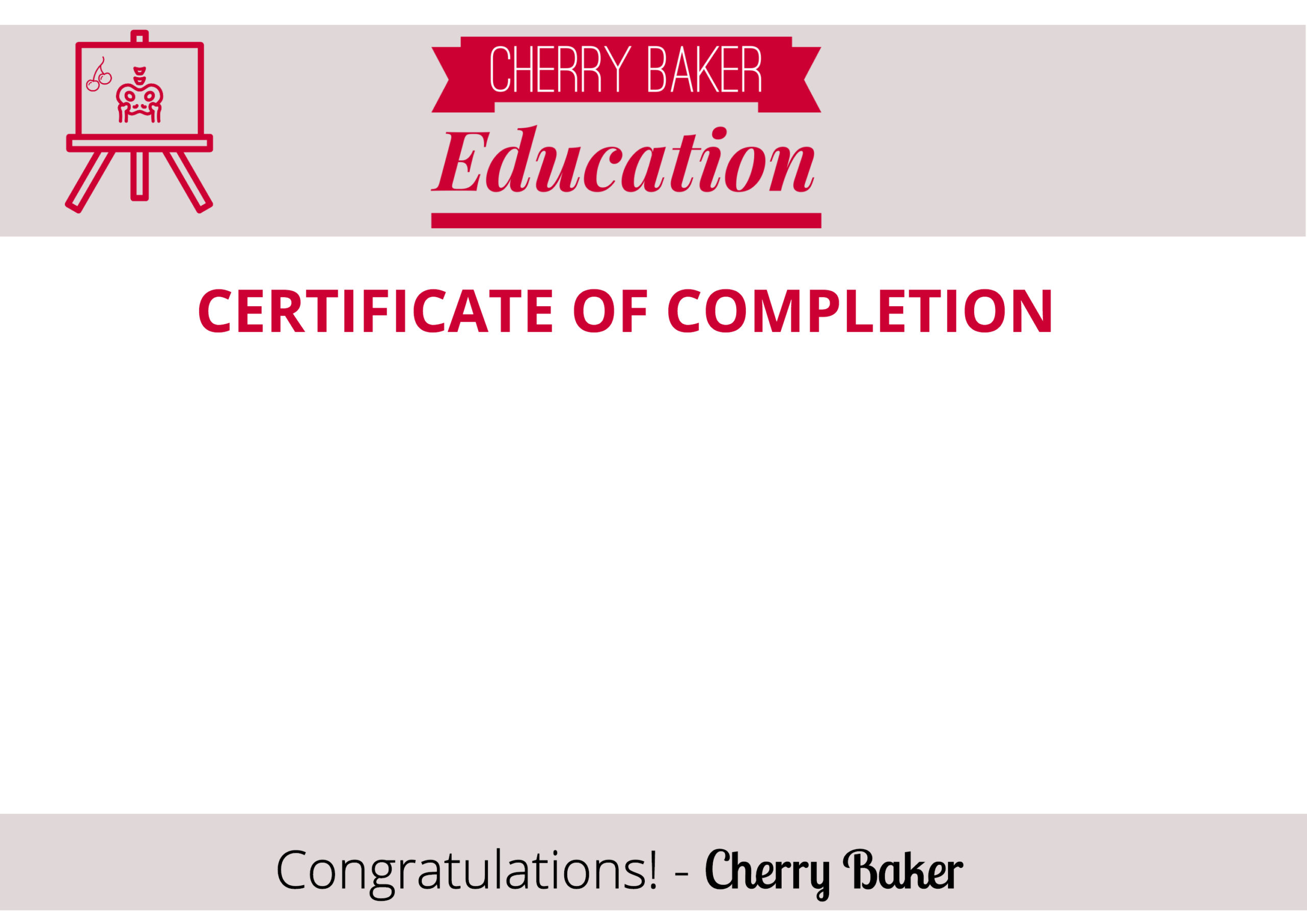 Cherry Certificate - Cherry Baker Education